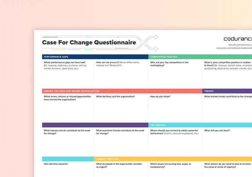 Get our business case for change questionnaire